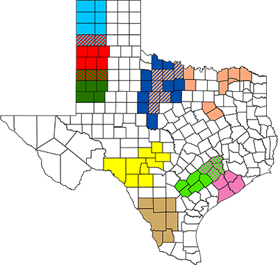 Colorized coverage map showing membership density throughout Texas